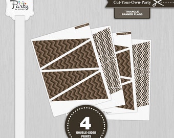 Brown Chevron 4 Triangle Banner Flag Prints Cut-Your-Own-Party Decorations