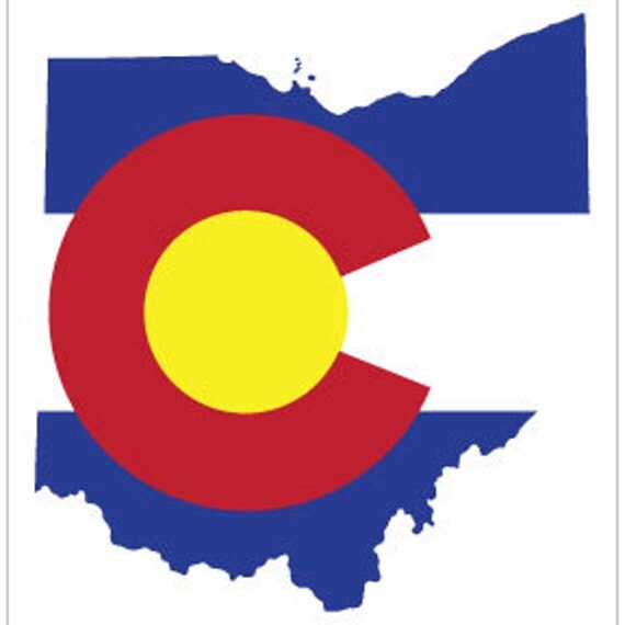 Ohio Outline with Colorado Flag 4 inch Decal
