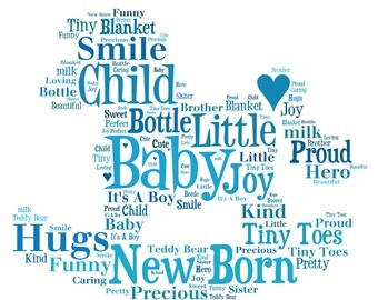 Personalised New Baby Word Art Rocking Horse Design