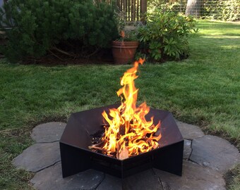 Heavy gauge hexagonal corten steel fire pit. -- Free Shipping to some ...