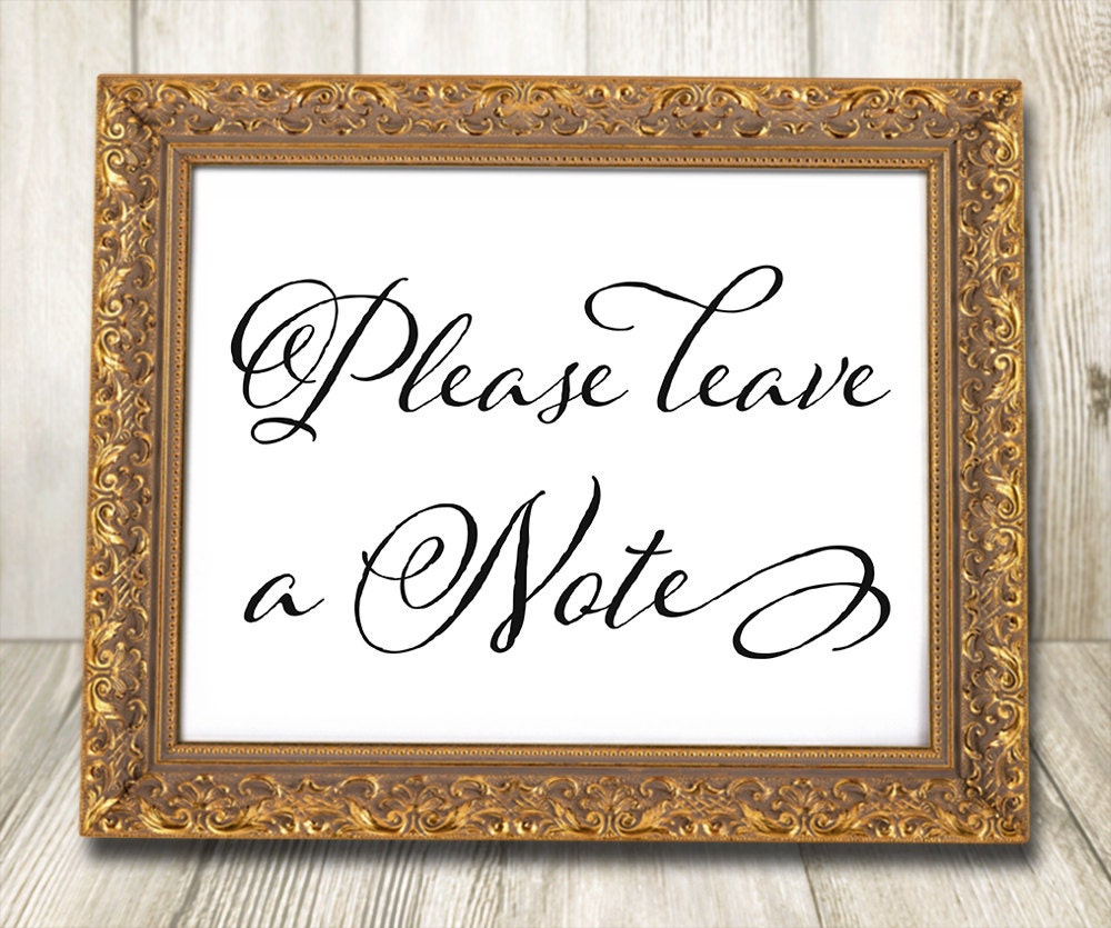 Wedding Please Leave a Note Sign Instant DOWNLOAD by VineWedding