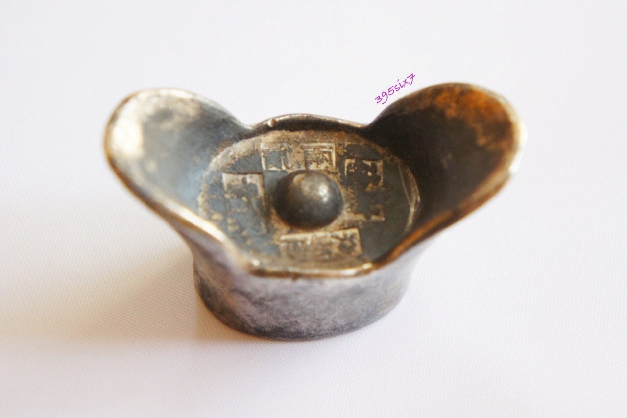 Antique Chinese Qing Dynasty Handmade Boat-Shaped Yuanbao Pure Ingot ...