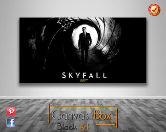007 James Bond Film Black Art Box Framed Canvas Print - Ready To Hang