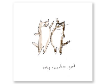 Cat Art Print Pen and ink Art Cat illustration Collage Art