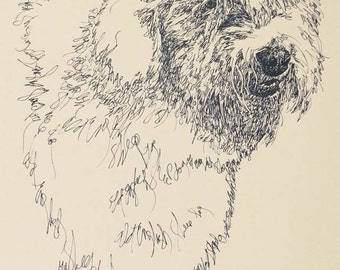 Irish Terrier Artist Kline draws his dog art using by drawDOGS