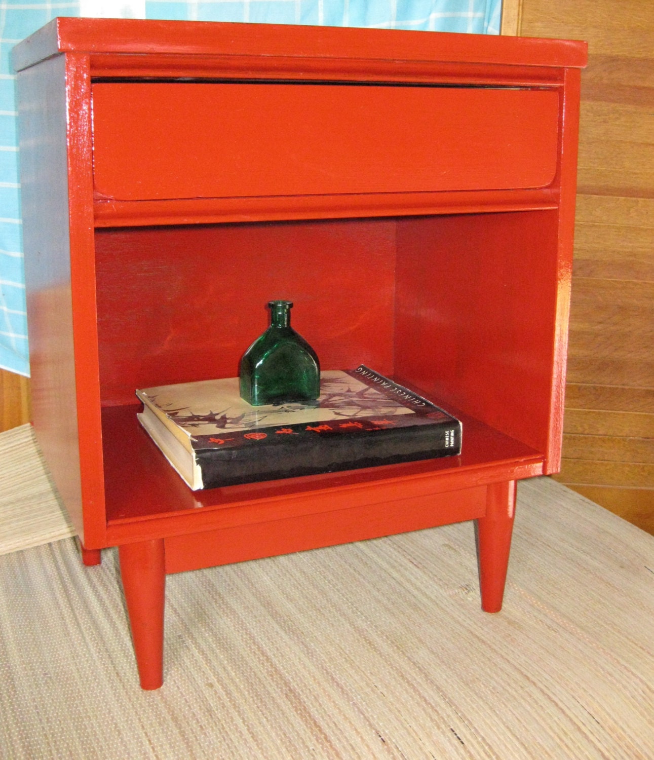 Accent Table Nightstand Jazzy Poppy Red Vintage Poppy Cottage – Haute Juice