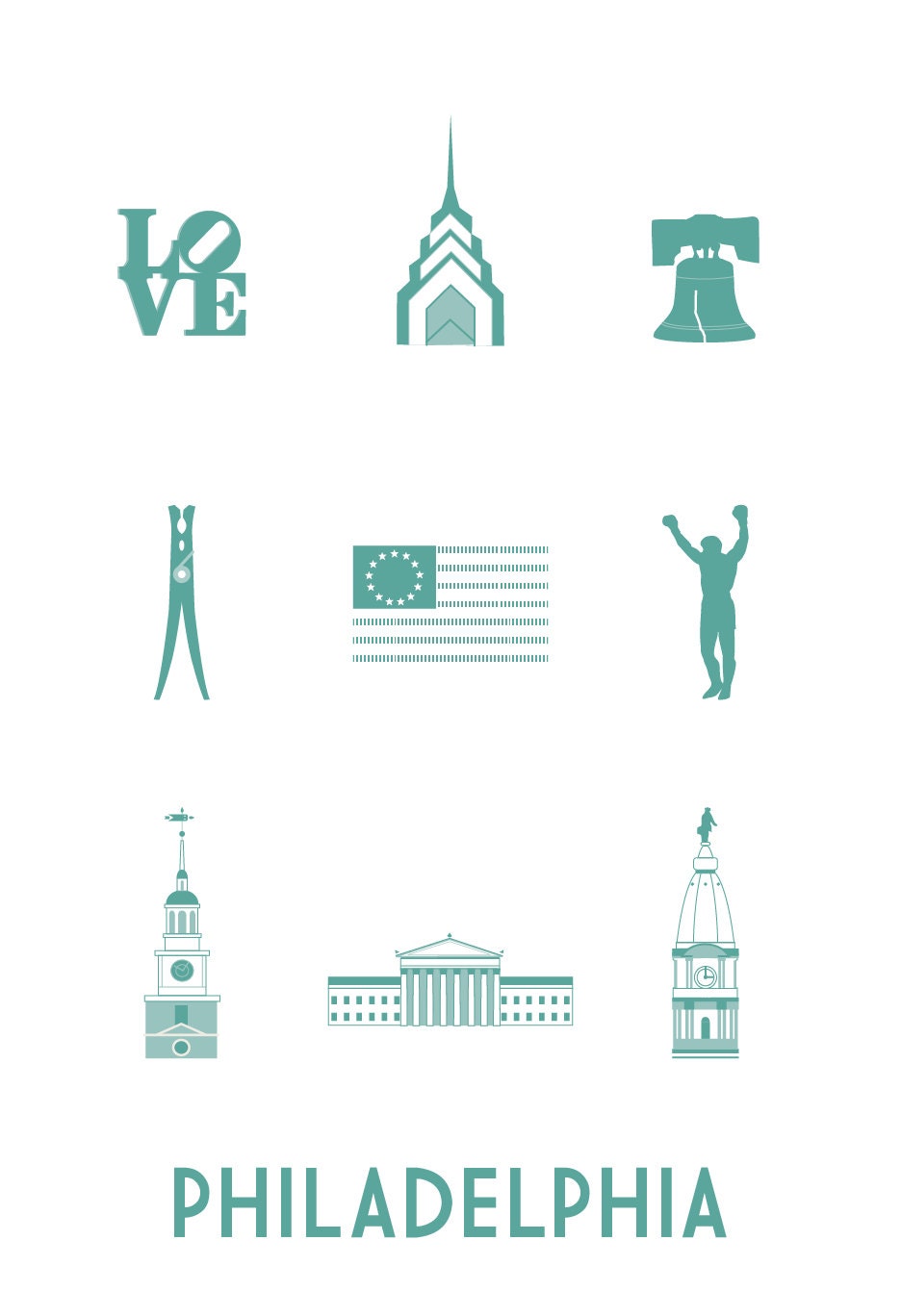 Philadelphia Icons 8.5'' x 11''