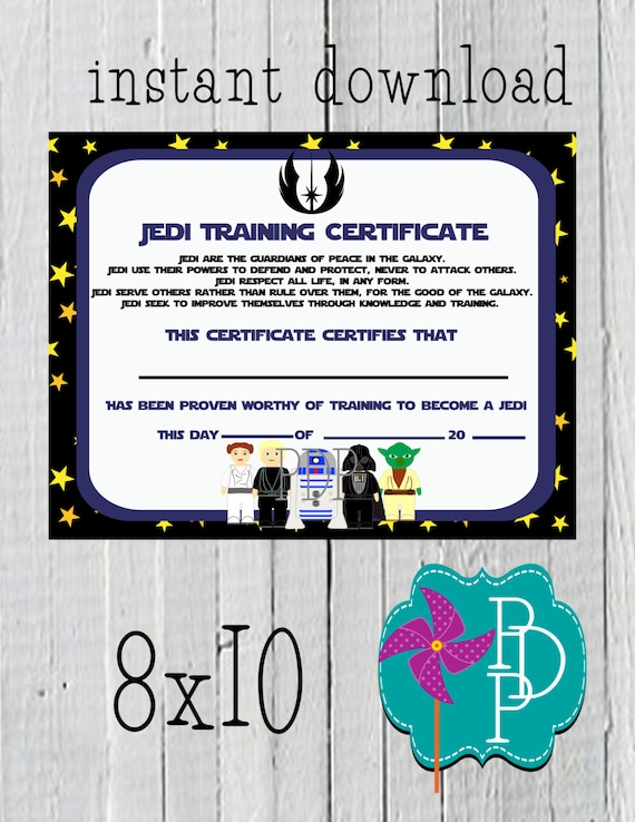 Jedi Training Academy Certificate