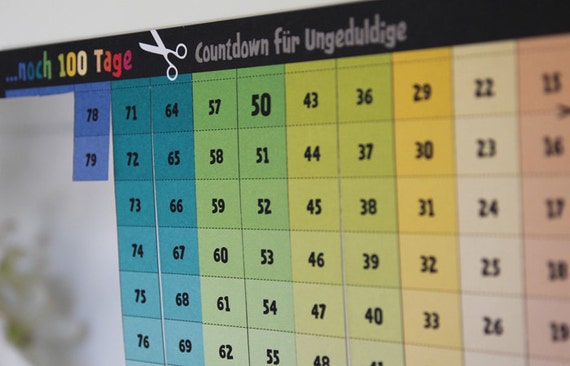 100 days colorful countdown for the impatient DIY wedding