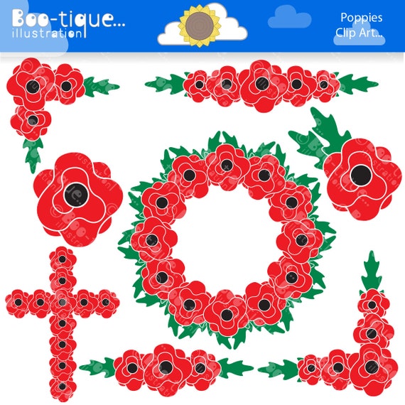 Poppies Digital Clpart. Poppy Clipart. Poppies Clip Art.