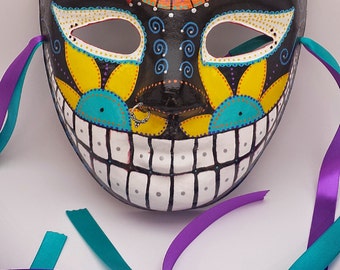 Full Face Cheshire Cat Mask Hand Painted on Paper Mache Material with a ...