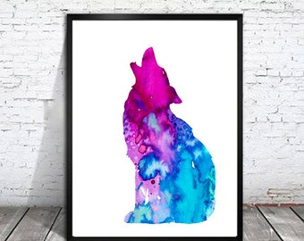 Wolf watercolor | Etsy