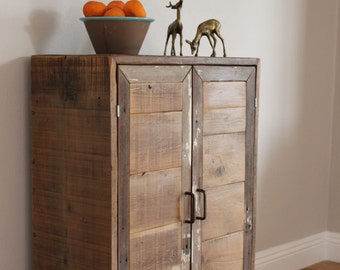 Reclaimed Wood Mid-Century Inspired Bar Storage Cabinet