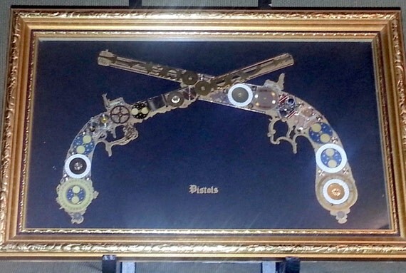 Watch Part Art by P. Ammon Vintage 1970's PISTOLS