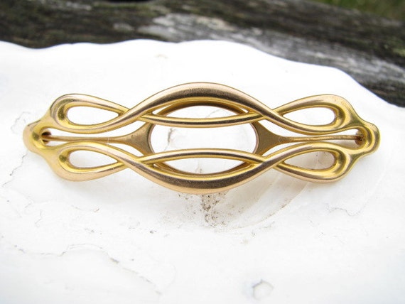 Art Nouveau Solid 14K Gold Hair Barrette Hair Clasp Lovely