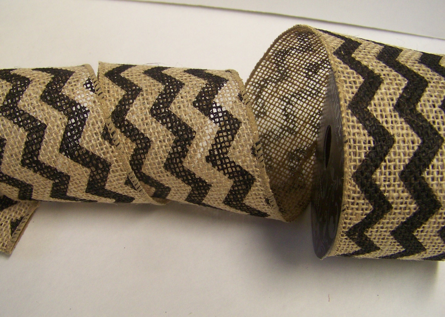Burlap Ribbon Black Chevron Burlap Ribbon by sugarplumcottage