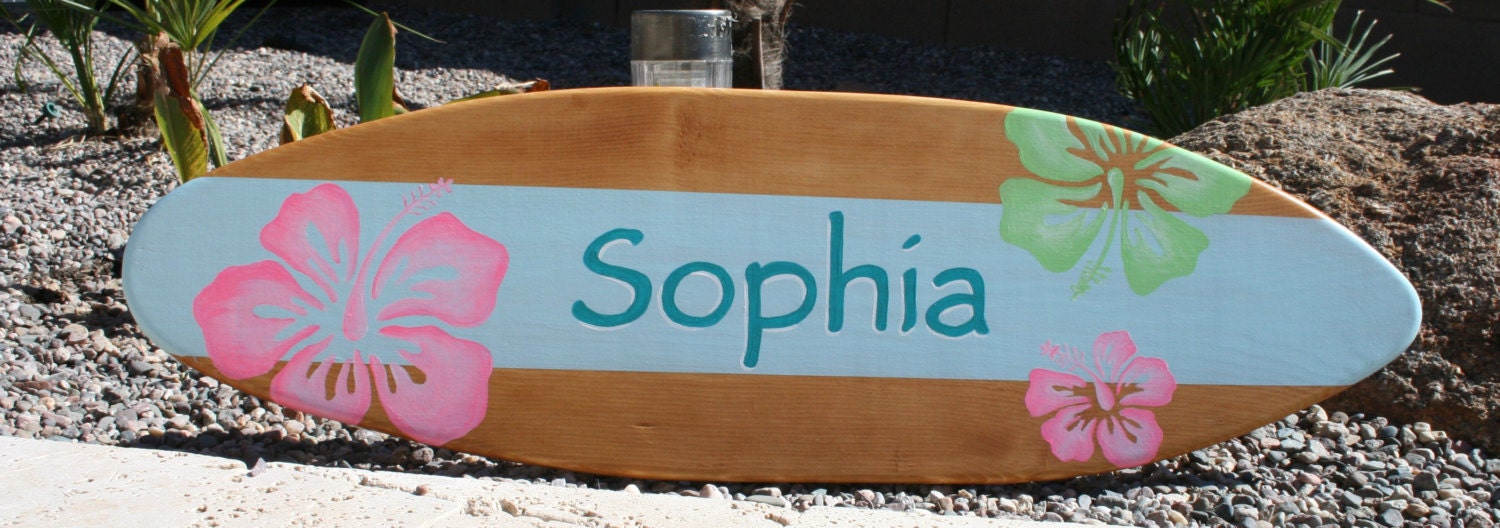Mini surfboard wall art beach decor personalized