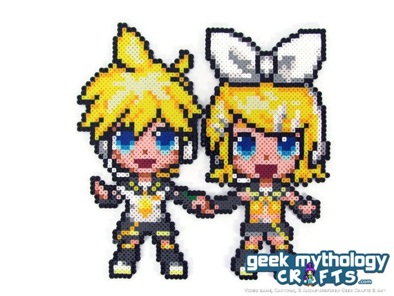 Items similar to Vocaloid Rin & Len Kagemine Twins Perler Pixel Art ...