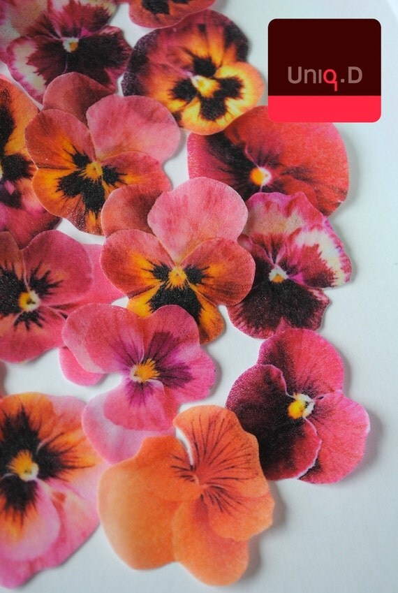 Items similar to 45 edible pansy flowers - edible flowers - orange ...