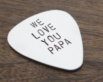Personalized Papa Guitar Pick, Grandpa Guitar Pick, Hand Stamped Gift ...