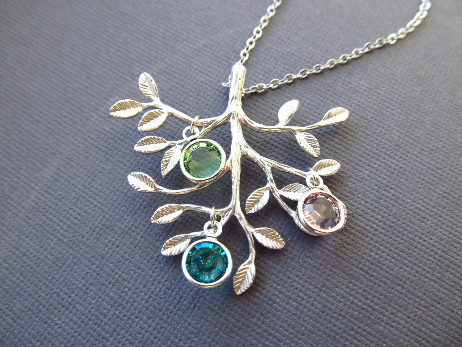 Family Tree Necklace Birthstone Personalized Mom Jewelry