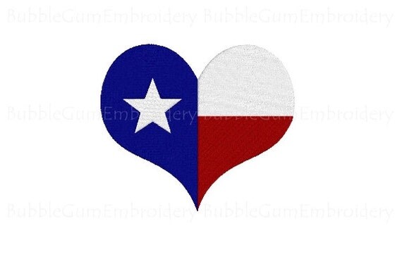 Texas Flag Heart Embroidery Design Instant Download