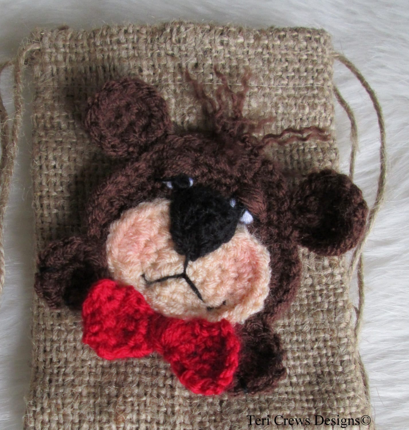 Crochet Pattern Teddy Bear Applique Embellishment by Teri