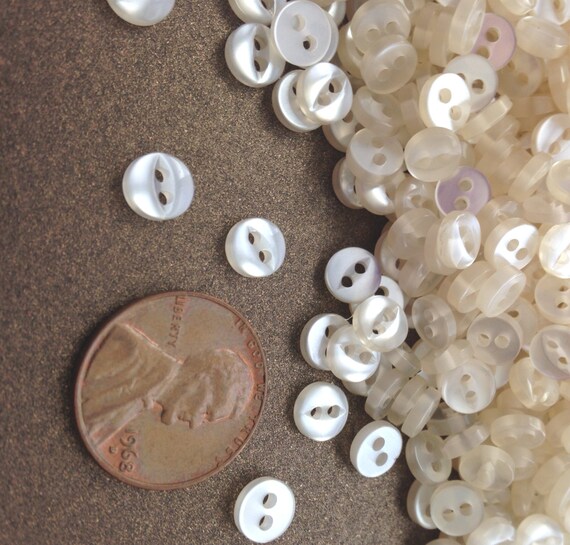 100 XSmall Vintage White Buttons Tiny Pearl by valstreasures
