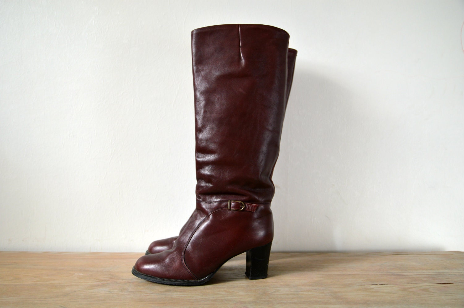 Ladies Red Leather Boots/ Heels