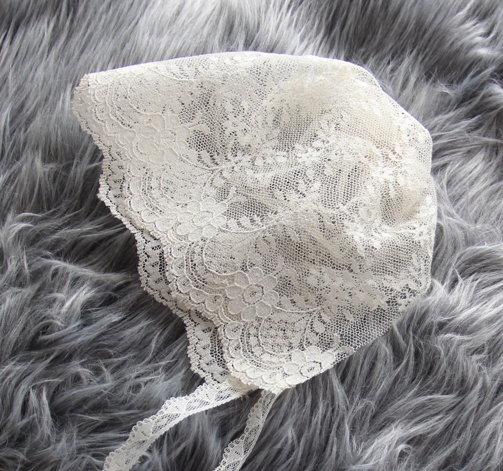 White or Ivory Lace Bonnet for Newborn Photography Ready to