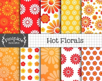 Summer digital paper Flowers Floral Garden Scrapbook Pages
