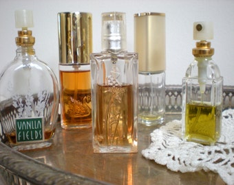 Old Perfume Bottles, Set of 4, Collection of Four Old GLASS perfumes ...