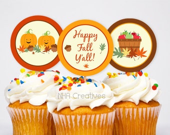 Fall cupcake toppers | Etsy