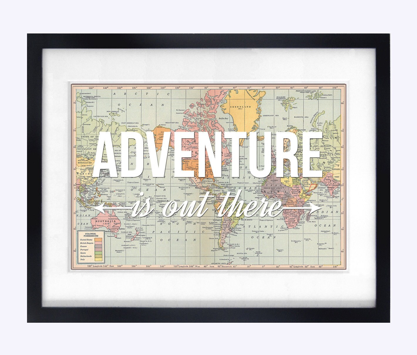 World Map Poster Adventure is Out There Map of World Print