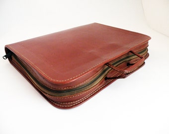Vintage Leather Portfolio Briefcase Mid Century Office Men