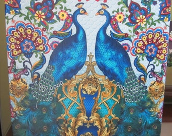 peacock fabric panel