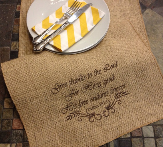Items similar to Give Thanks Premium Burlap Table Runner - 12" wide x ...