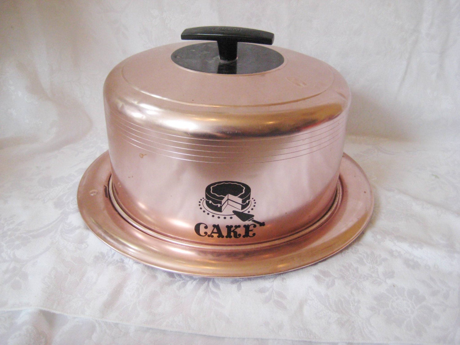 Copper cake cover and platter, West Bend, domed lid serving platter ...