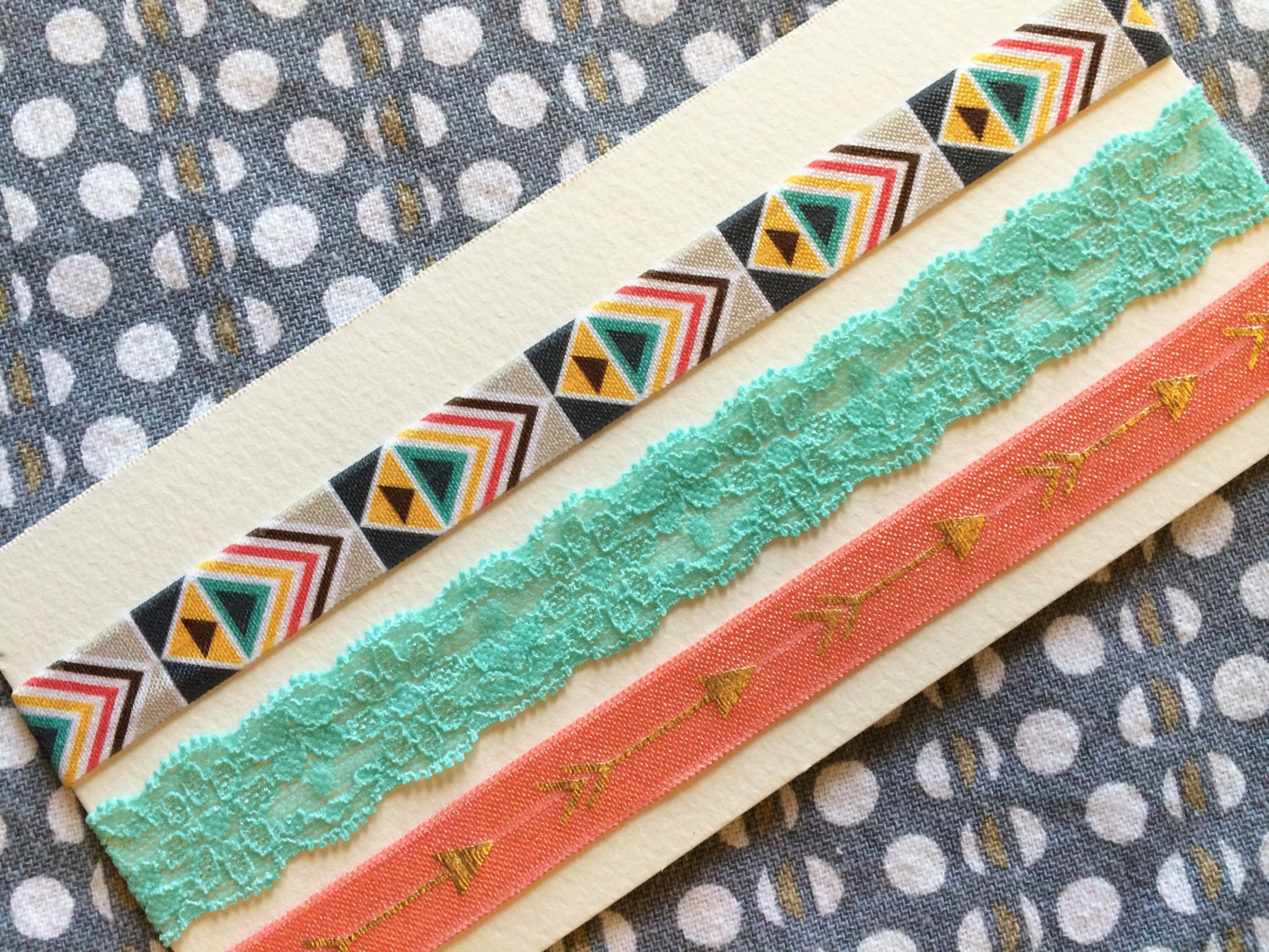 Desert Aztec Lace Headband Set Teal Lace Headband Coral