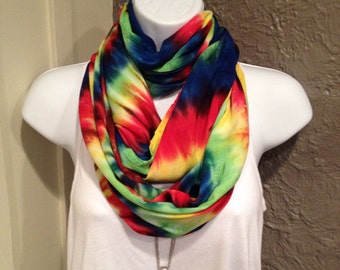 Autism Awareness Scarf, Hand dyed infinity scarf, tie dyed rayon ...