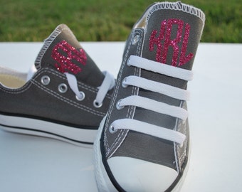 Toddler and Childrens Glitter Monogrammed Converse with Free Shipping