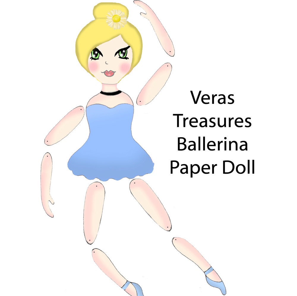 DIY Articulated Paper Doll ballerina Print Instant Digital