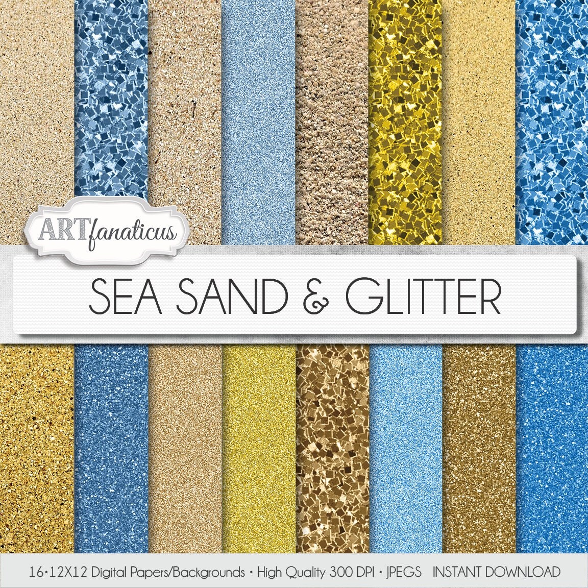 Digital papers beach sand SEA SAND & GLITTER