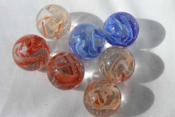 Vintage lot of solid clear glass marbles22mm by julesoldjewels
