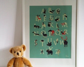 ABC poster for kids and baby room.Illustration.