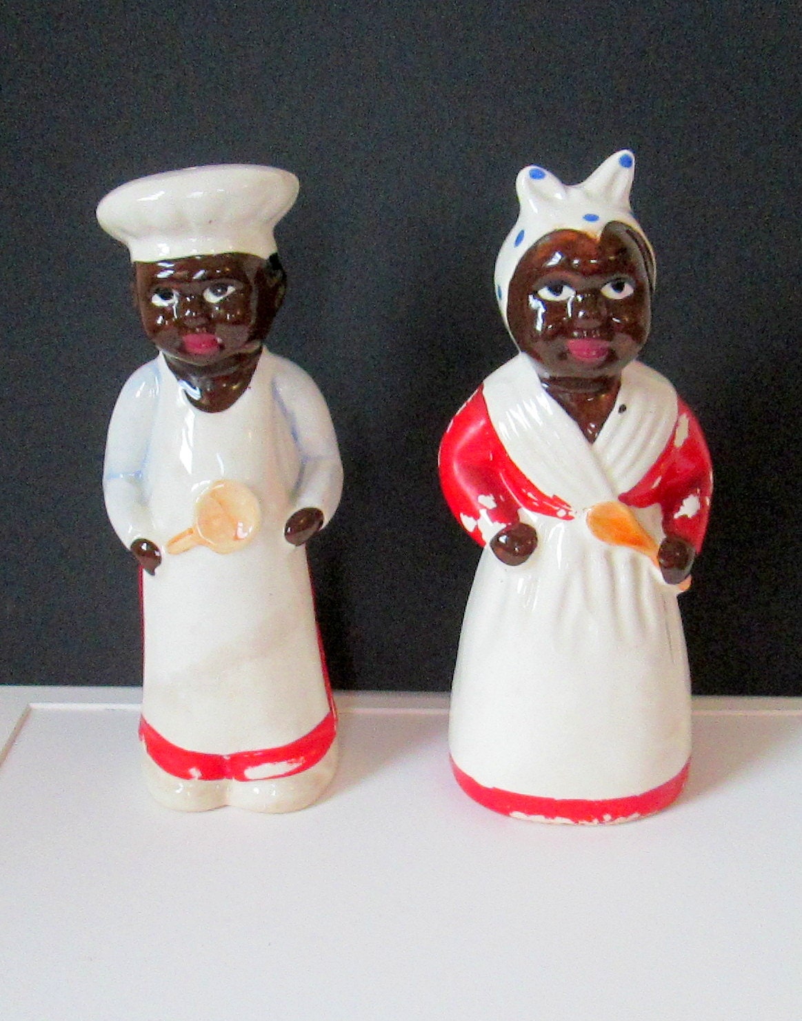 Vintage Salt and Pepper Shakers Black Americana Man and Woman Vintage Salt and Pepper Shakers Black Americana Man and Woman