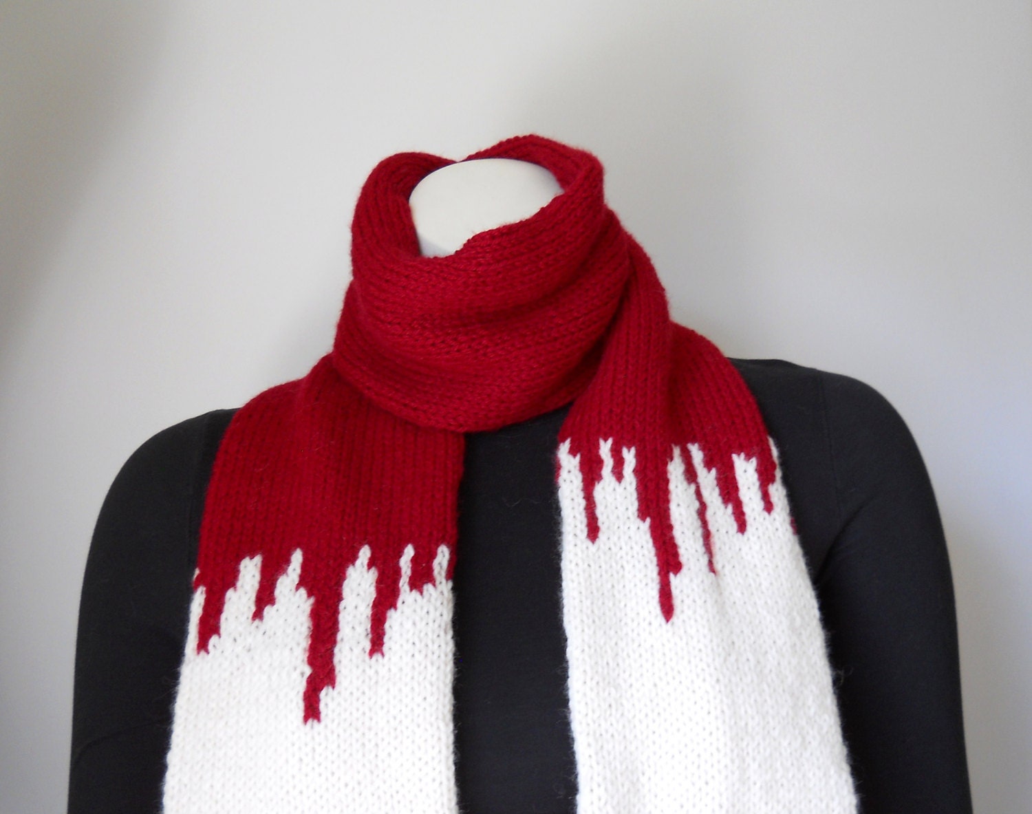 Zombie Apocalypse Scarf Blood Red and Ivory Scarf Vampire