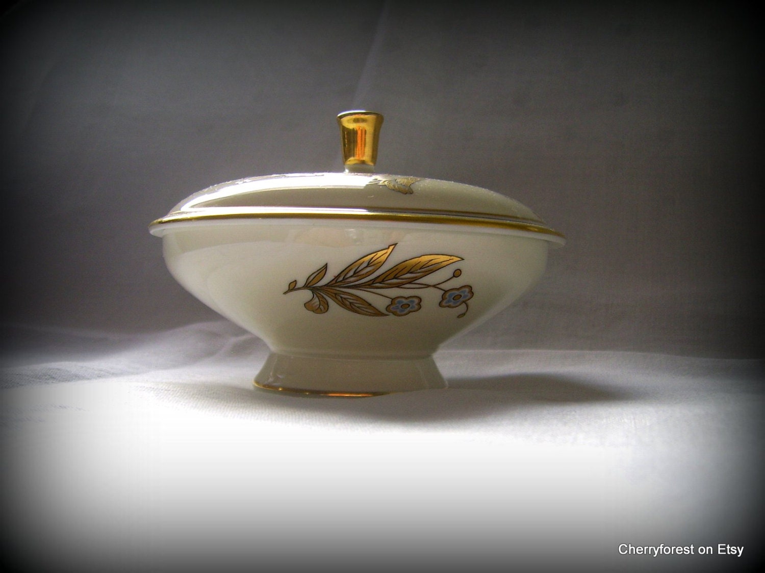 Thomas porcelain lidded dish with gold embelished floral decor. Germany ...