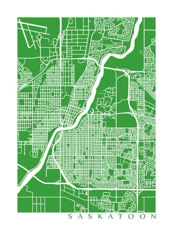 Saskatoon Map Print Saskatchewan Poster by CartoCreative on Etsy