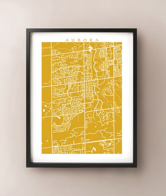 Aurora Map Print Ontario Poster Art by CartoCreative on Etsy